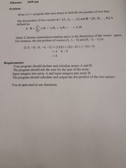 Solved Filename: lab8.epp Problem: Write a C++ program that | Chegg.com