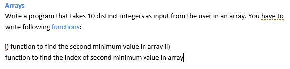 Solved Arrays Write a program that takes 10 distinct | Chegg.com