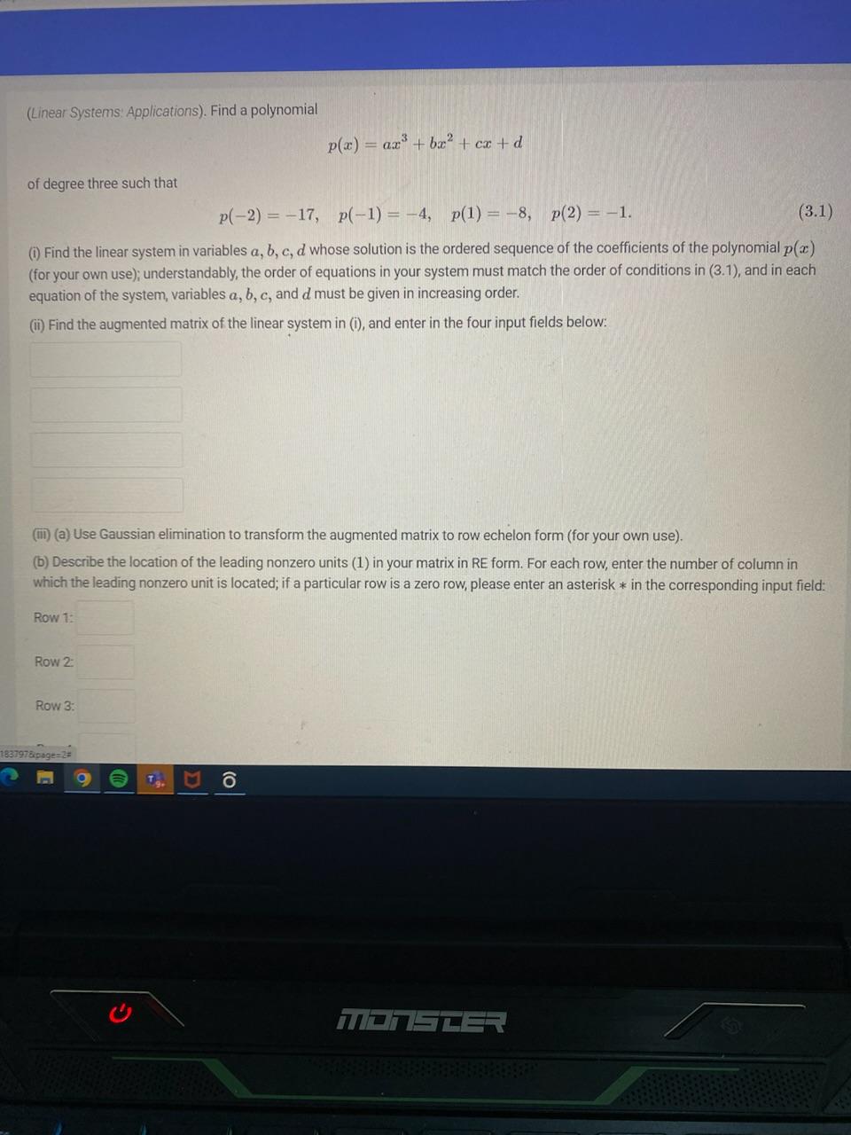 Solved (Linear Systems: Applications). Find a polynomial | Chegg.com