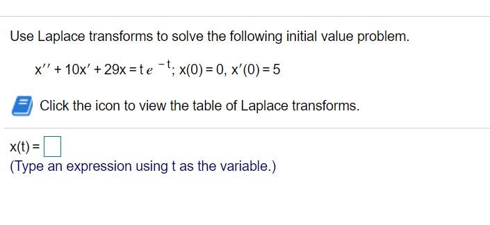 Solved Use Laplace transforms to solve the following initial | Chegg.com