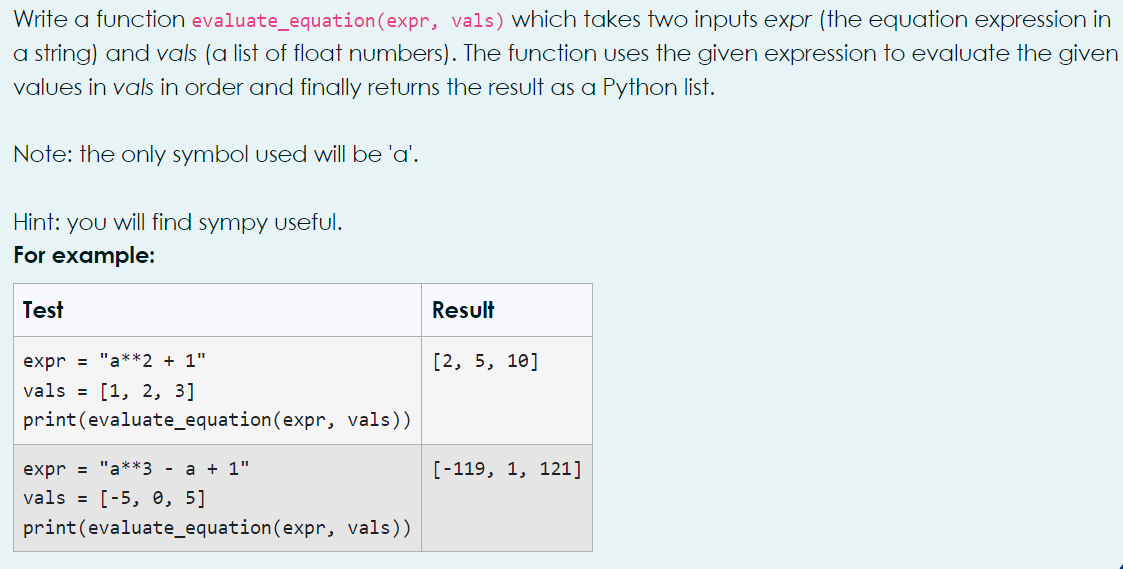 Solved This Is My Code So Far Def Evaluate Equation Expr