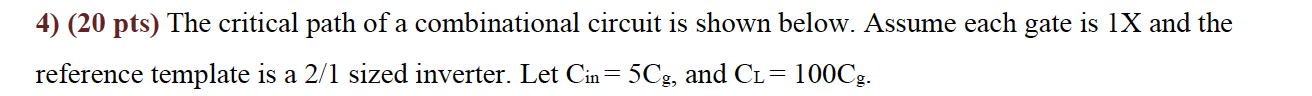 4) (20 pts) The critical path of a combinational | Chegg.com