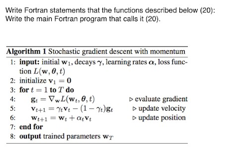 Write Fortran statements that the functions described | Chegg.com
