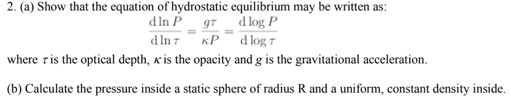 Solved 2. (a) Show that the equation of hydrostatic | Chegg.com