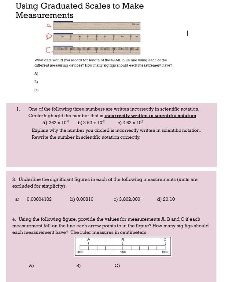 Solved Using Graduated Scales to Make Measurements 100.com 1 | Chegg.com
