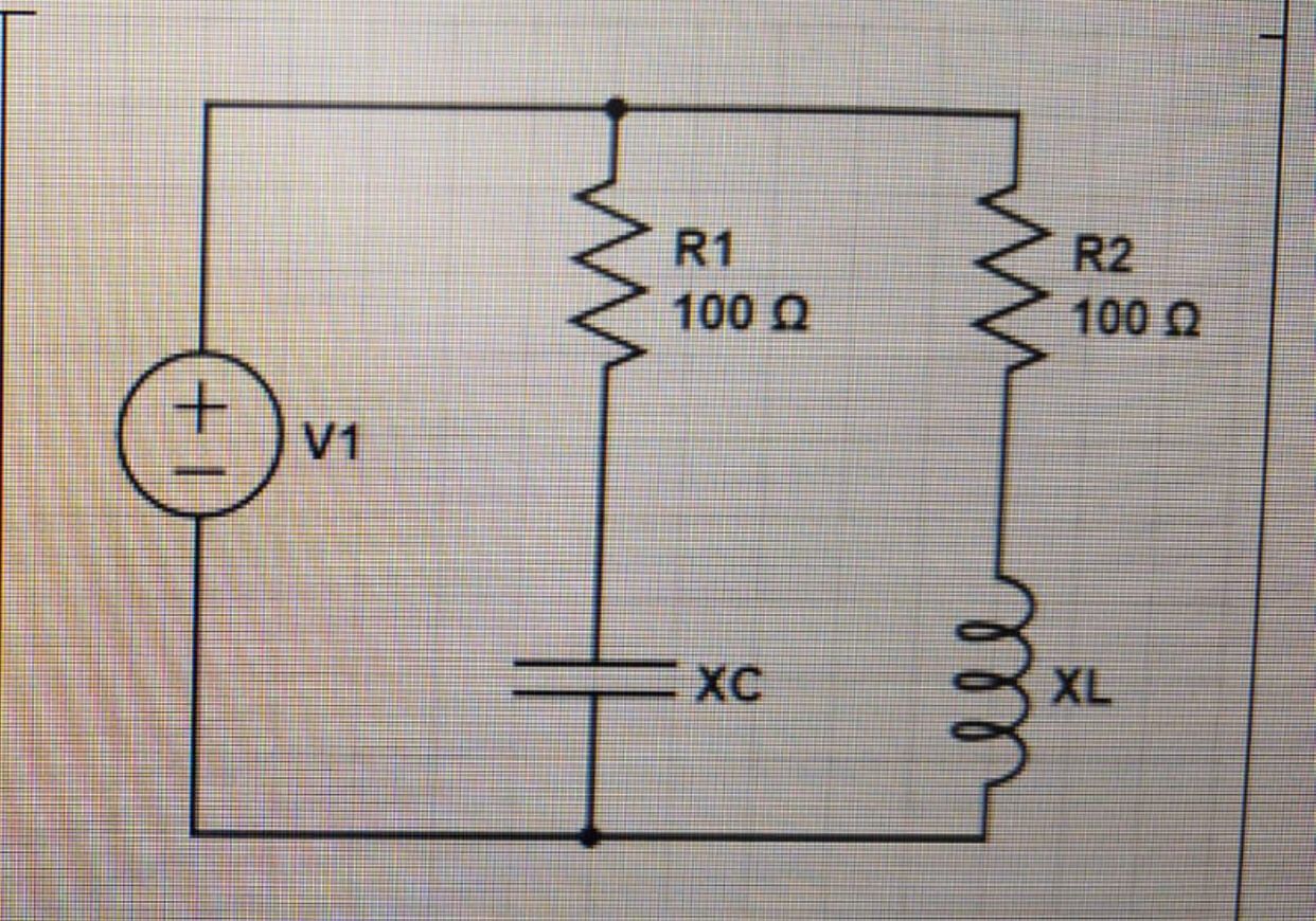 R1=100 ohm R2=100 ohm Xc=-330j ohm Xl=300j ohm | Chegg.com