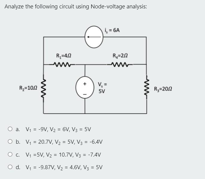 Solved Analyze the following circuit using Node-voltage | Chegg.com