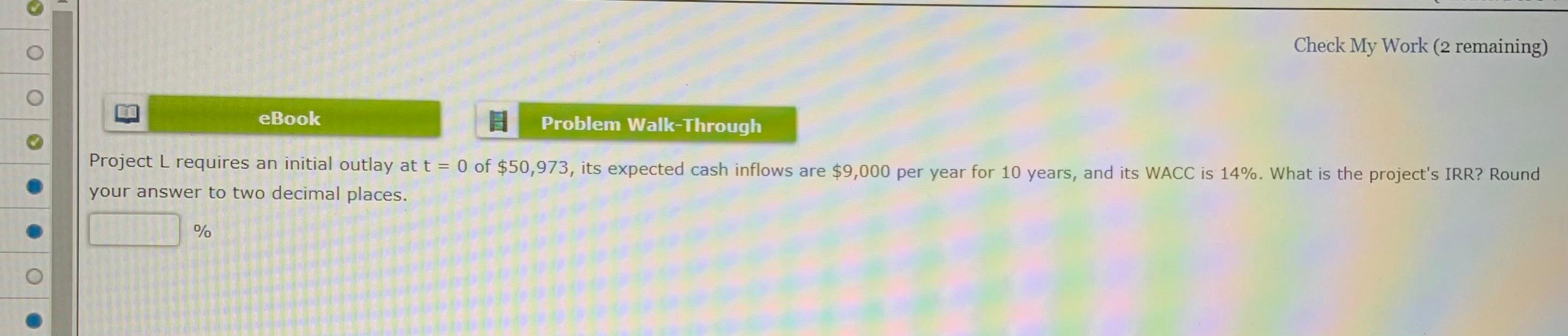Solved Check My Work (2 remaining) eBook Problem | Chegg.com