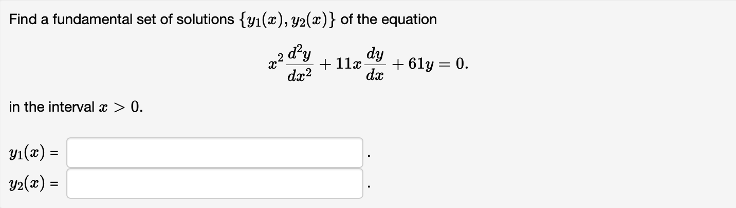Solved Find a fundamental set of solutions {y1(x),y2(x)} of | Chegg.com
