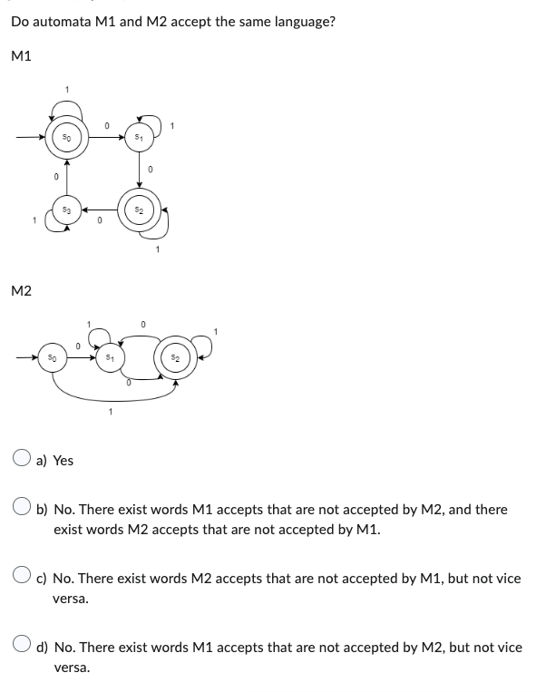 Solved Do automata M1 and M2 accept the same language? M1 M2 | Chegg.com