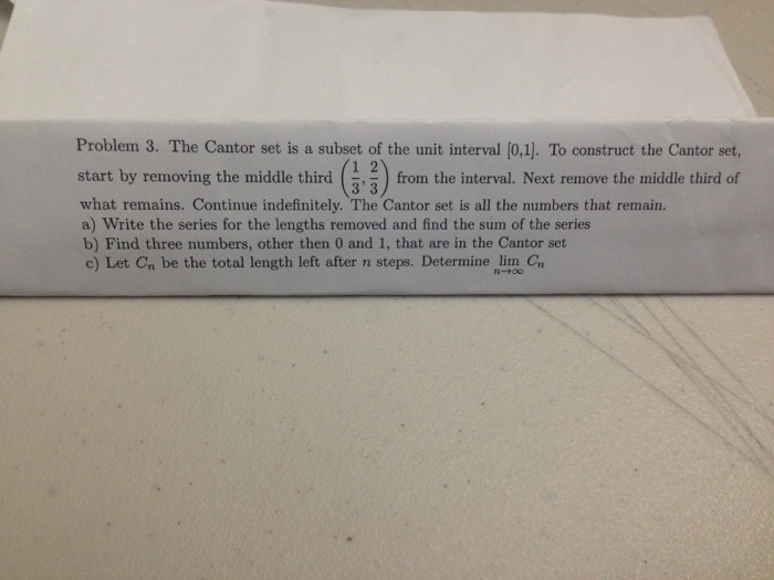 Solved The Cantor set is a subset of the unit interval [0, | Chegg.com