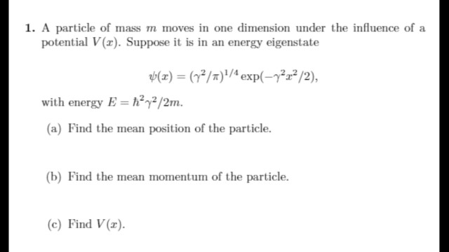 Solved 1 A Particle Of Mass M Moves In One Dimension Under