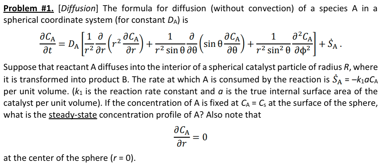 Solved Problem #1. [Diffusion] ﻿The formula for diffusion | Chegg.com