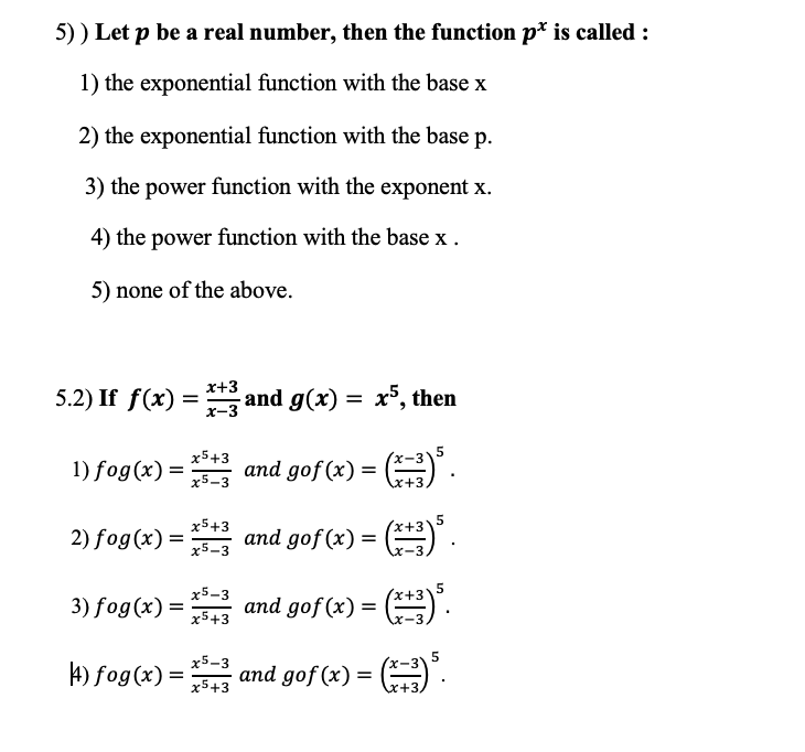 Solved 5)) Let p be a real number, then the function pt is | Chegg.com