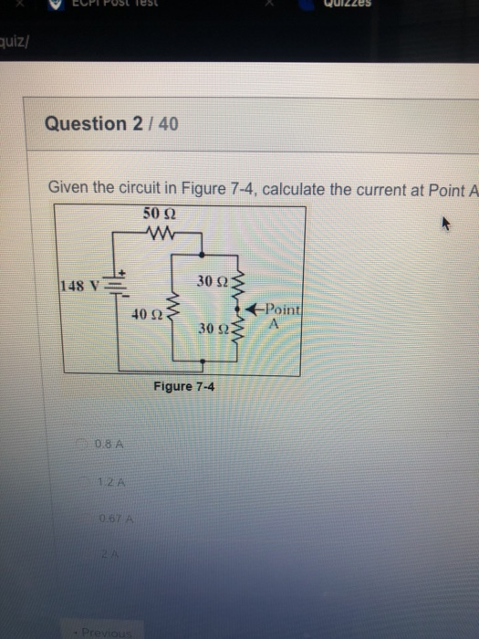 Solved uiz/ Question 2/40 Given the circuit in Figure 7-4, | Chegg.com