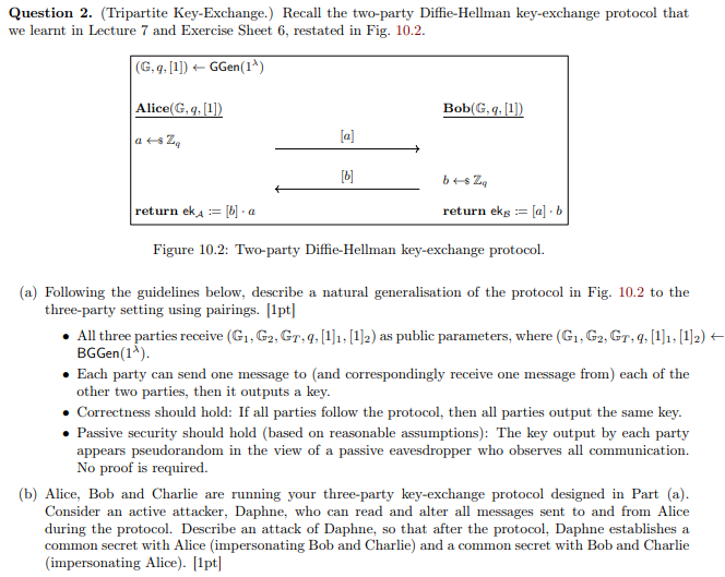 Solved Question 2. (Tripartite Key-Exchange.) Recall the | Chegg.com