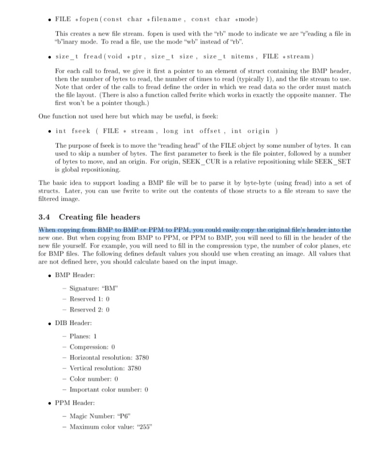 ur program needs to implement loading a binary BMP or | Chegg.com