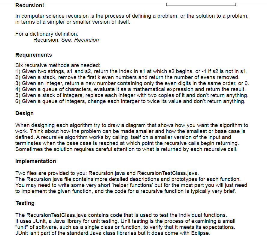 Recursion! In computer science recursion is the | Chegg.com
