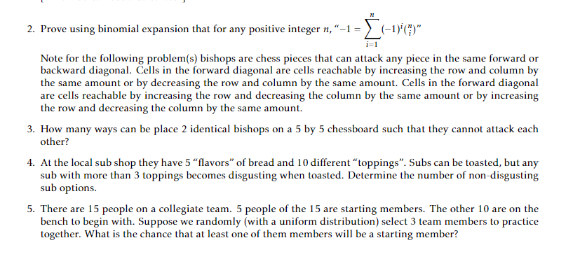 Solved 2. Prove using binomial expansion that for any | Chegg.com
