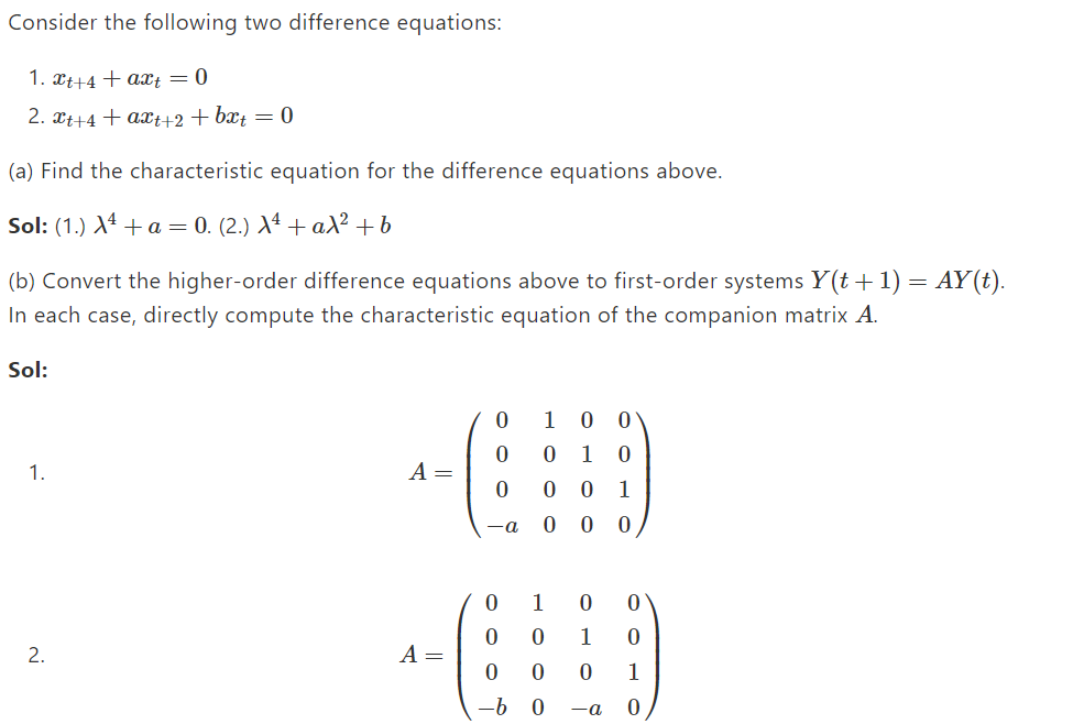 Solved Consider the following two difference equations: 1. | Chegg.com ...