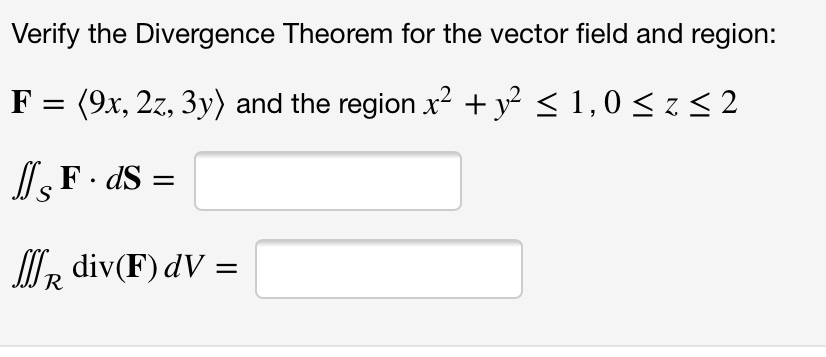 Solved Verify the Divergence Theorem for the vector field | Chegg.com