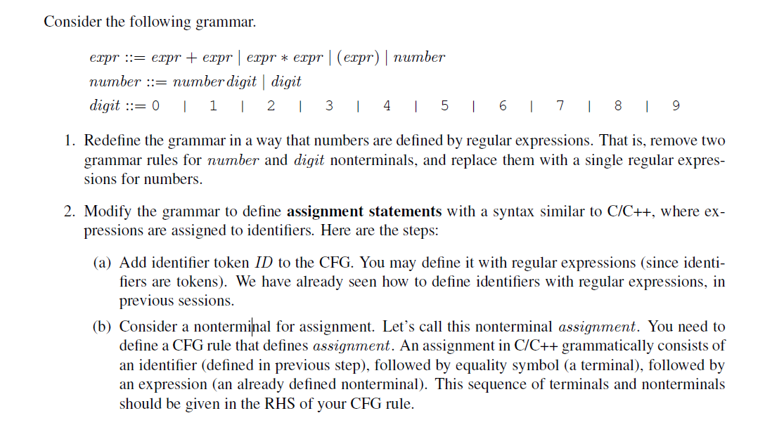 Solved Consider the following grammar. expr ::=exp+ expr ∣ | Chegg.com