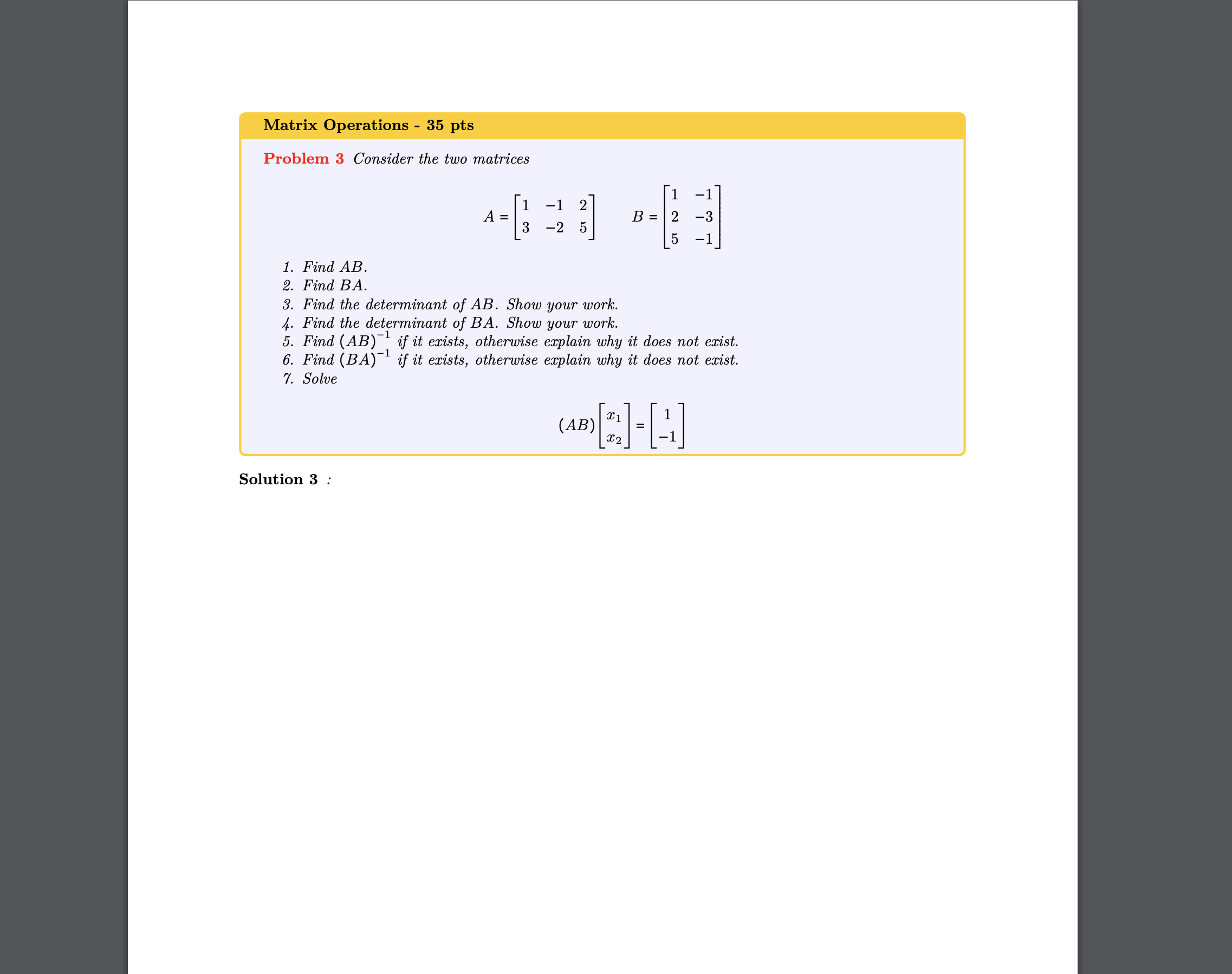 Solved Problem 3 Consider the two matrices | Chegg.com