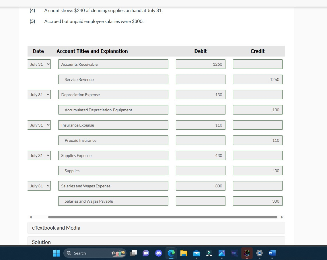 Supplies(5) Accrued but unpaid employee salaries were | Chegg.com