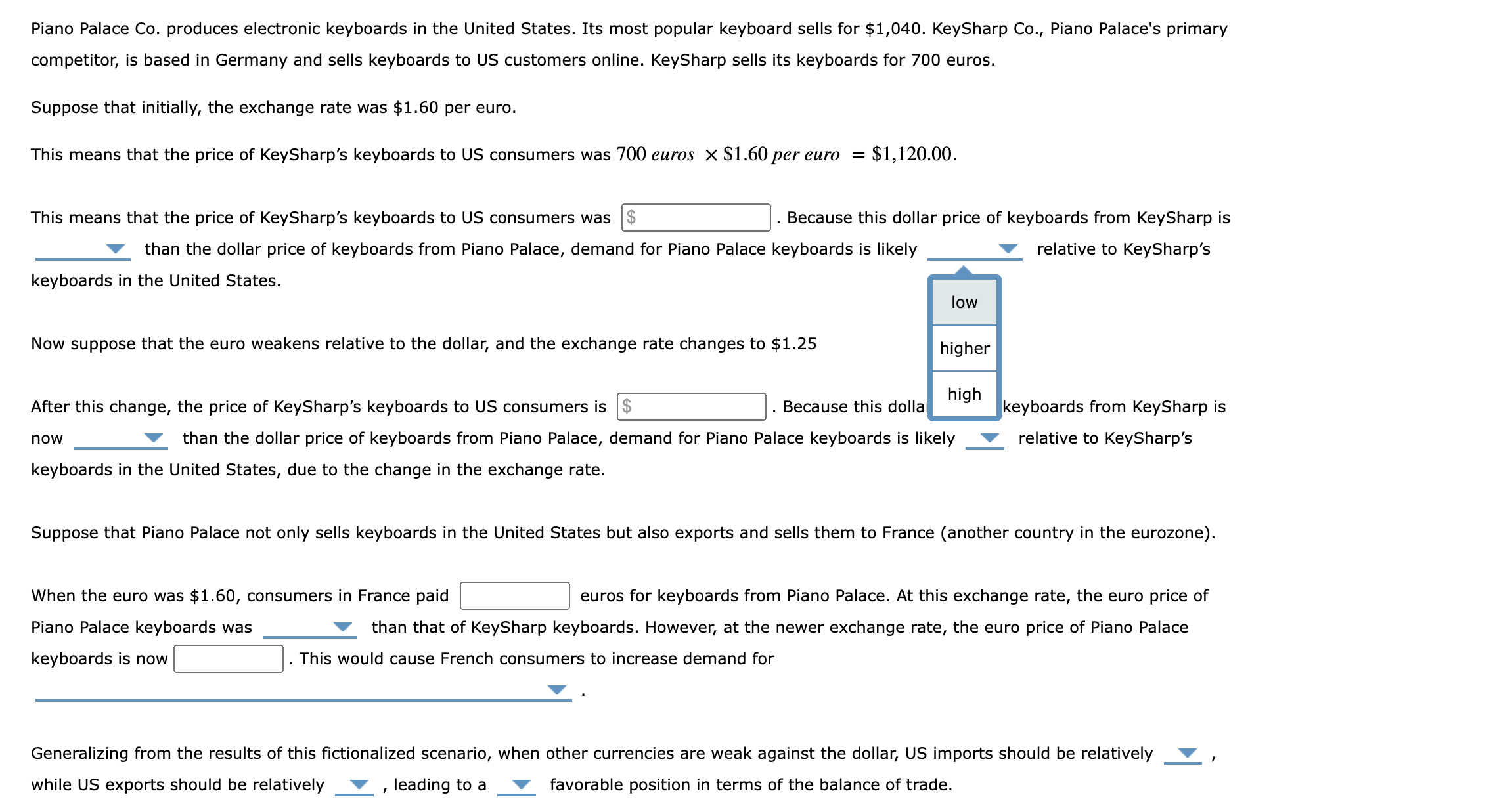 Solved Piano Palace Co. ﻿produces electronic keyboards in | Chegg.com