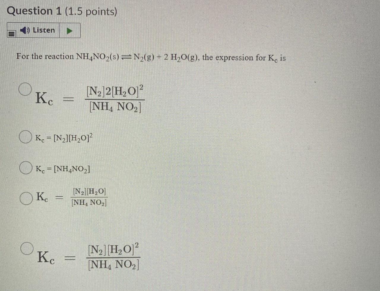 Solved Question 1 (1.5 points) Listen For the reaction | Chegg.com