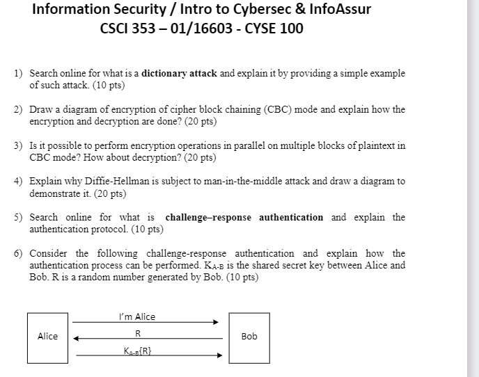 Solved Information Security / Intro to Cybersec \& InfoAssur | Chegg.com