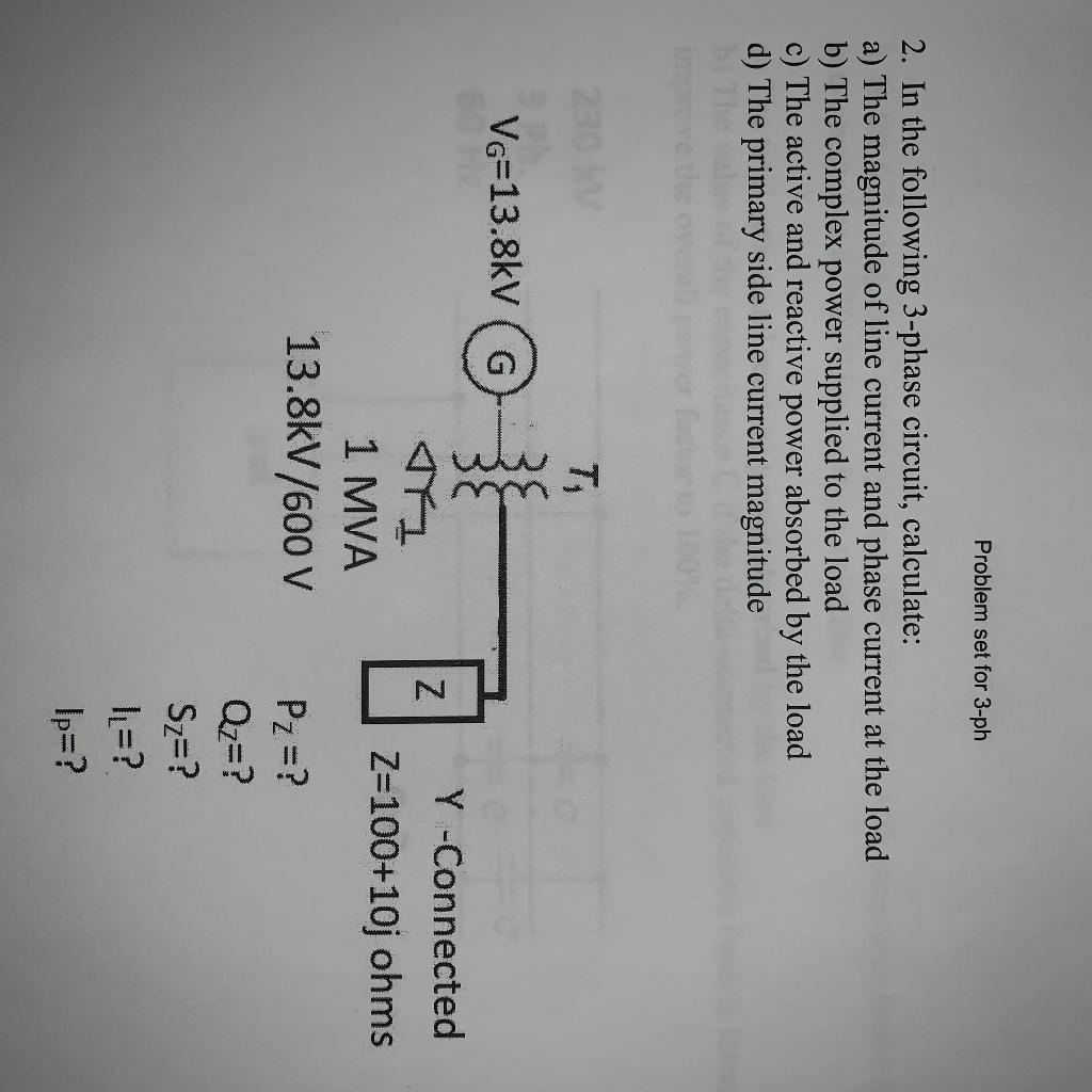 Solved Problem set for 3-ph 2. In the following 3-phase | Chegg.com