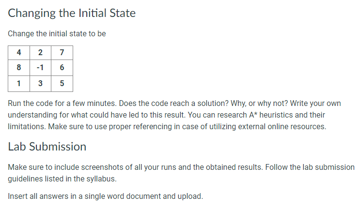 Solved In this lab, you will run code that solves the 8-tile | Chegg.com