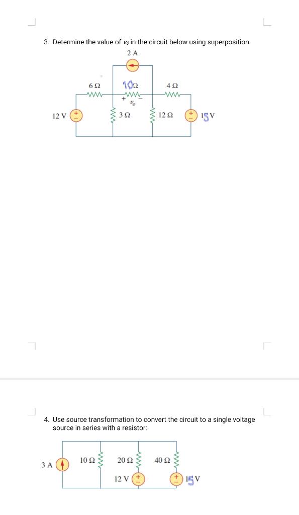 Solved 3. Determine the value of v0 in the circuit below | Chegg.com