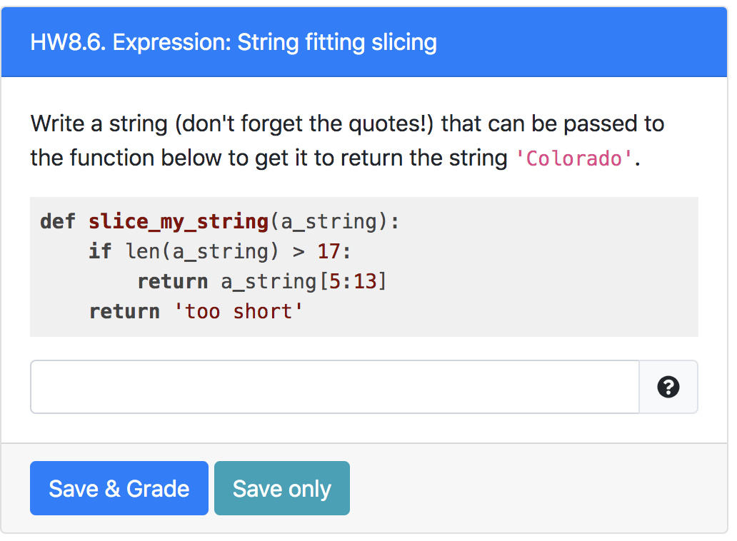 Solved HW8.6. Expression: String fitting slicing Write a | Chegg.com