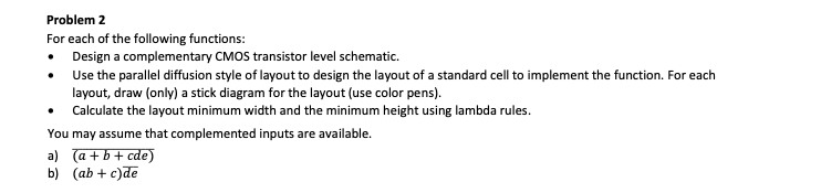 Problem 2 For each of the following functions: Design | Chegg.com