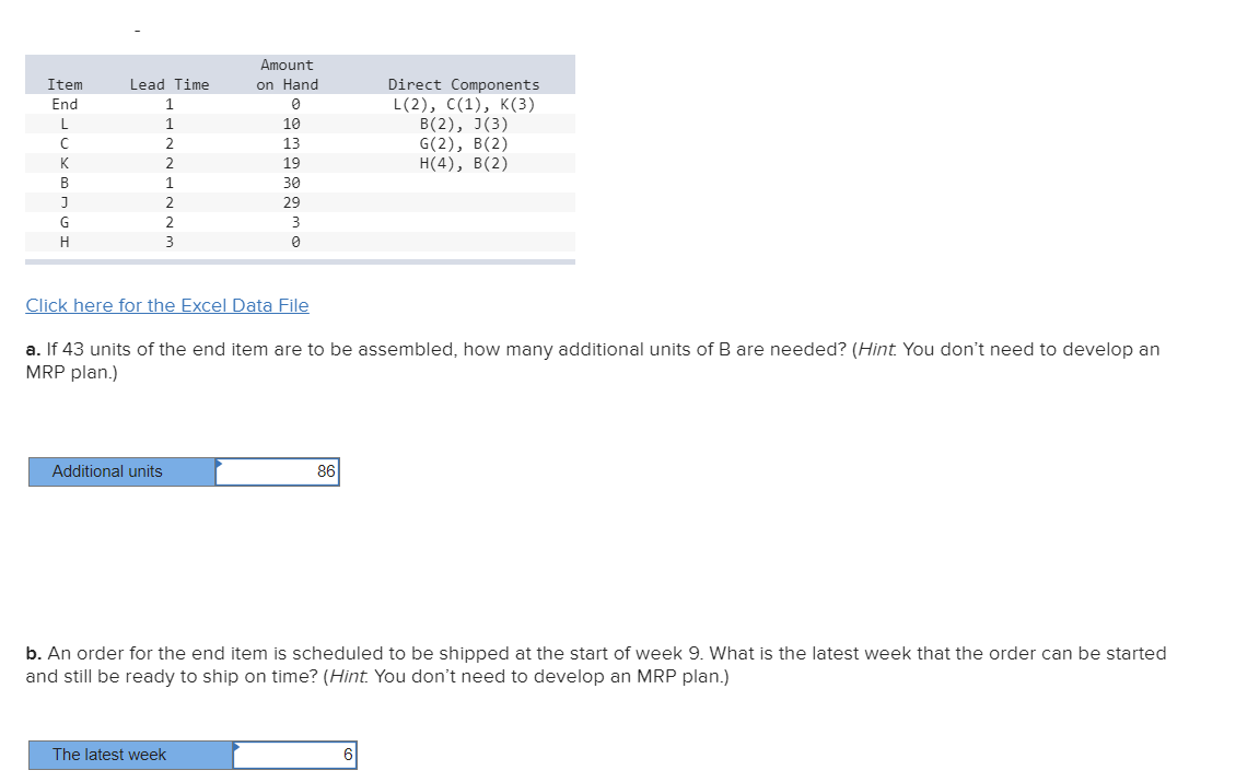Solved Click here for the Excel Data File a. If 43 units of | Chegg.com