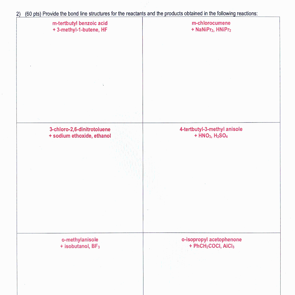 Solved Provide the bond line structures for the reactants | Chegg.com
