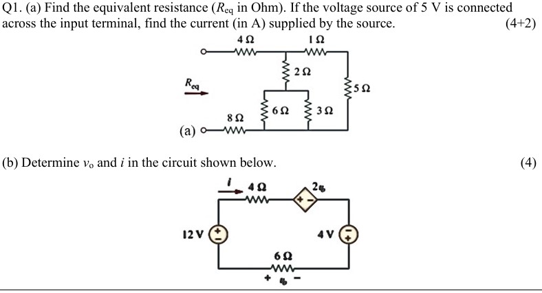 Solved Q1. (a) ﻿Find the equivalent resistance ( Req ﻿in Ohm | Chegg.com