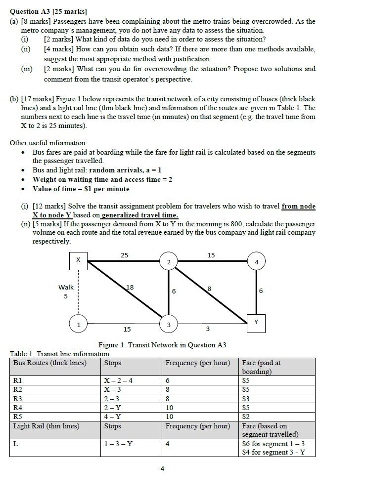 Question A3 [25 marks] (a) [8 marks] Passengers have | Chegg.com