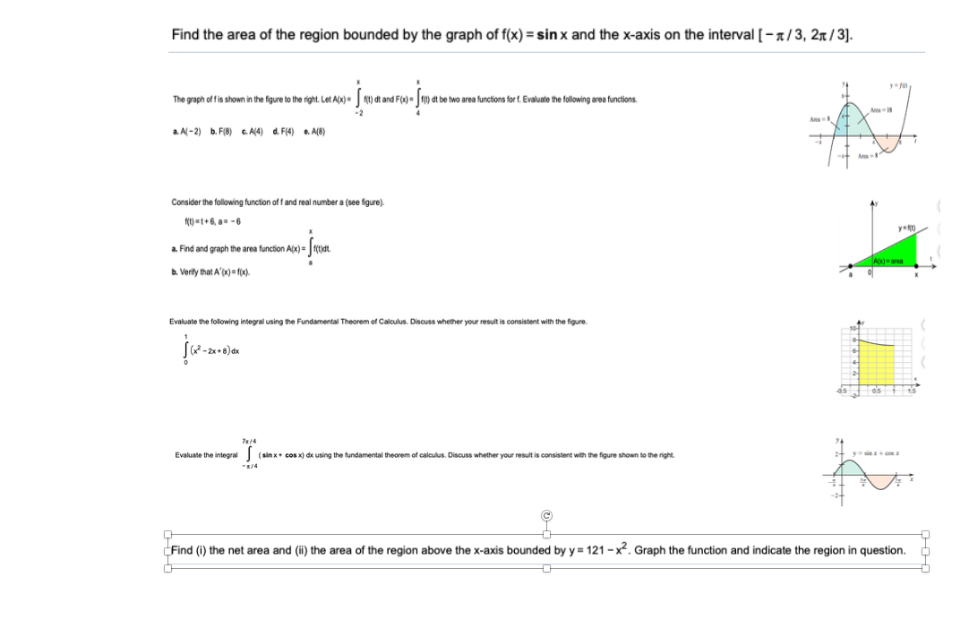 Solved Find The Area Of The Region Bounded By The Graph Of