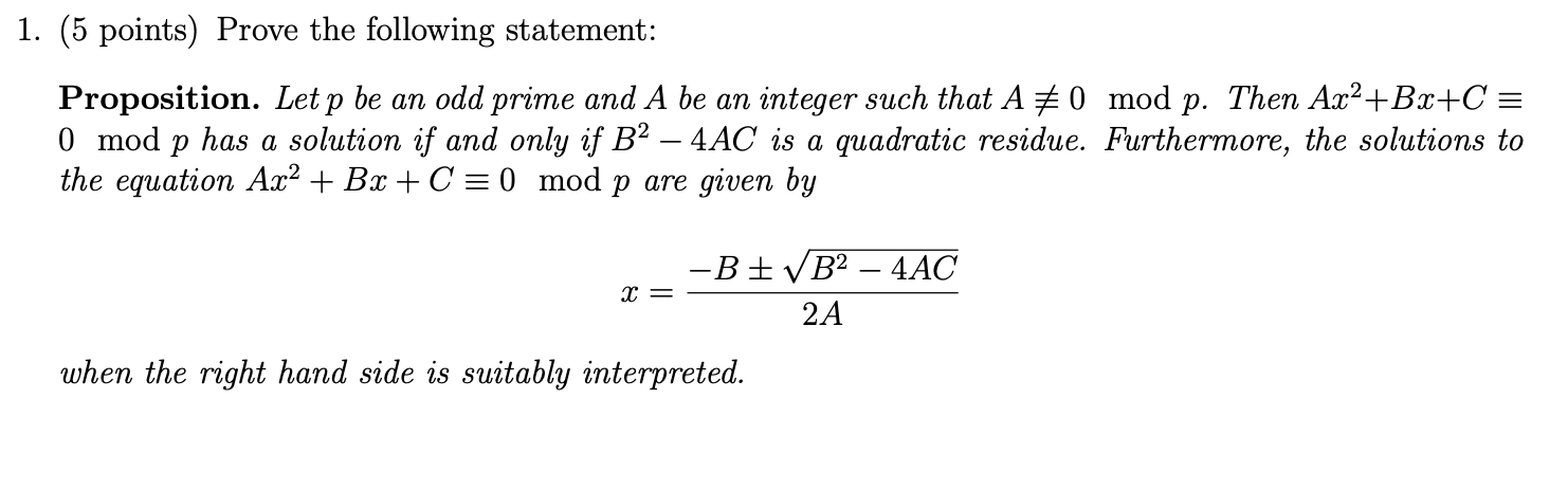Solved 1. (5 points) Prove the following statement: | Chegg.com