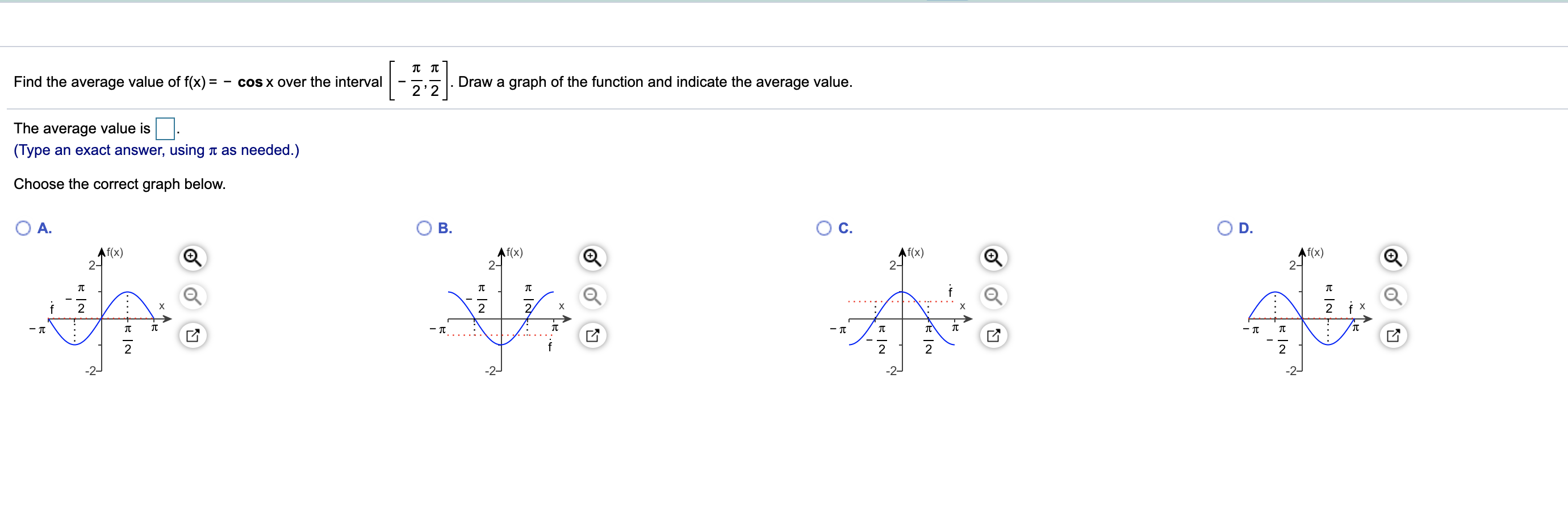 Solved TC TV Find the average value of f(x) = cos x over the | Chegg.com