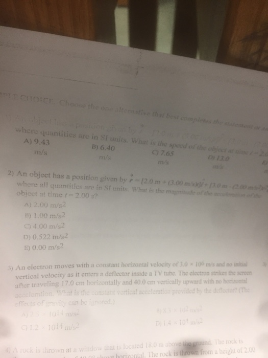 Solved An object has a position given by r^vector = [2.0 m + | Chegg.com