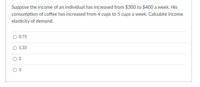 Solved Suppose the income of an individual has increased | Chegg.com