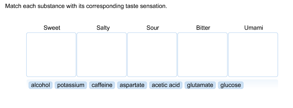 Solved Match each substance with its corresponding taste | Chegg.com