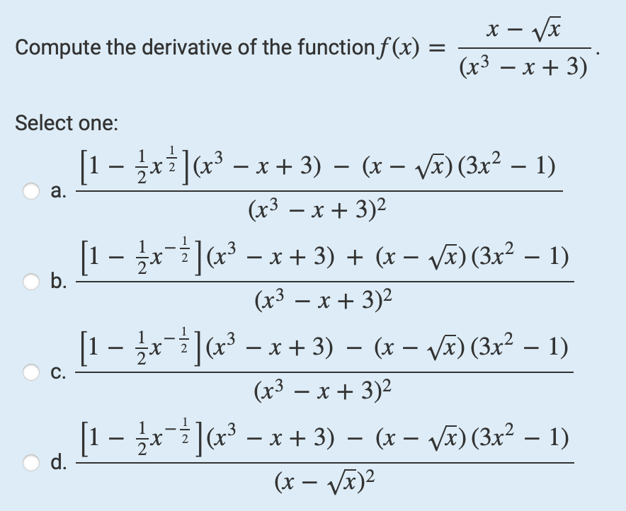 Solved Compute the derivative of the function | Chegg.com