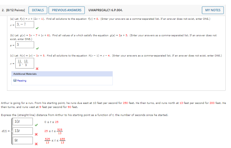 Solved 2. [8/12 Points) DETAILS PREVIOUS ANSWERS UWAPRECALC1 | Chegg.com