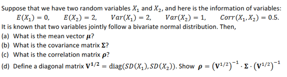 Suppose that we have two random variables x1 ﻿and x2, | Chegg.com