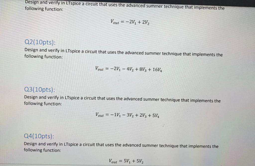 Design and verify in LTspice a circuit that uses the | Chegg.com